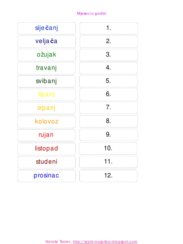 Mjeseci U Godini | PDF