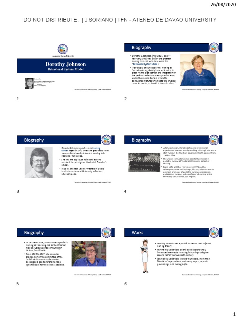 Dorothy Johnson's Behavioral System Model | PDF | System | Nursing
