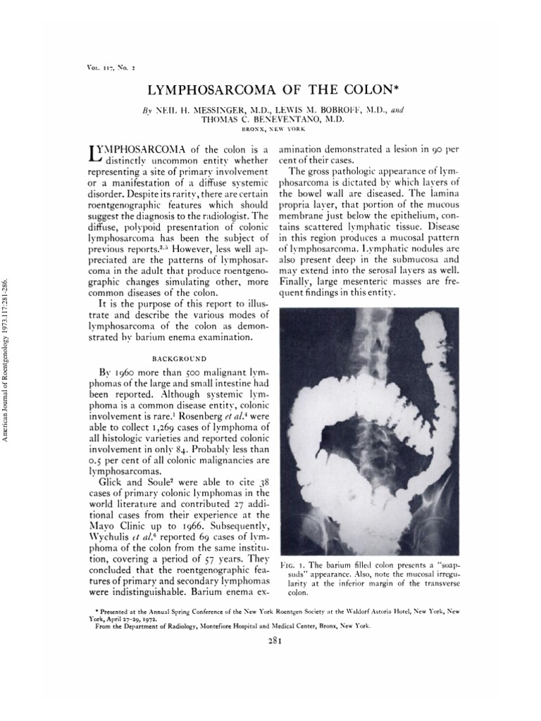 Lymphosarcoma OF THE Colon : M.1) ., Lewis M. BOBRO1'I, M.D., Thomas C ...