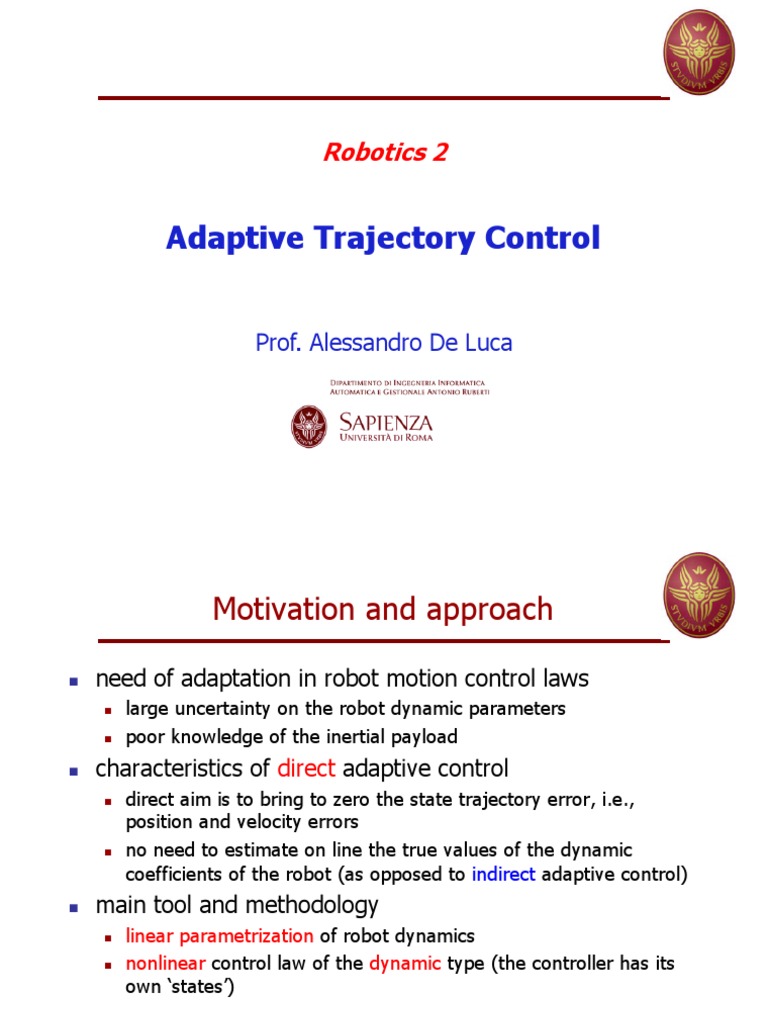 Adaptive Trajectory Control: Robotics 2 | Download Free PDF | Stability Theory | Control Theory