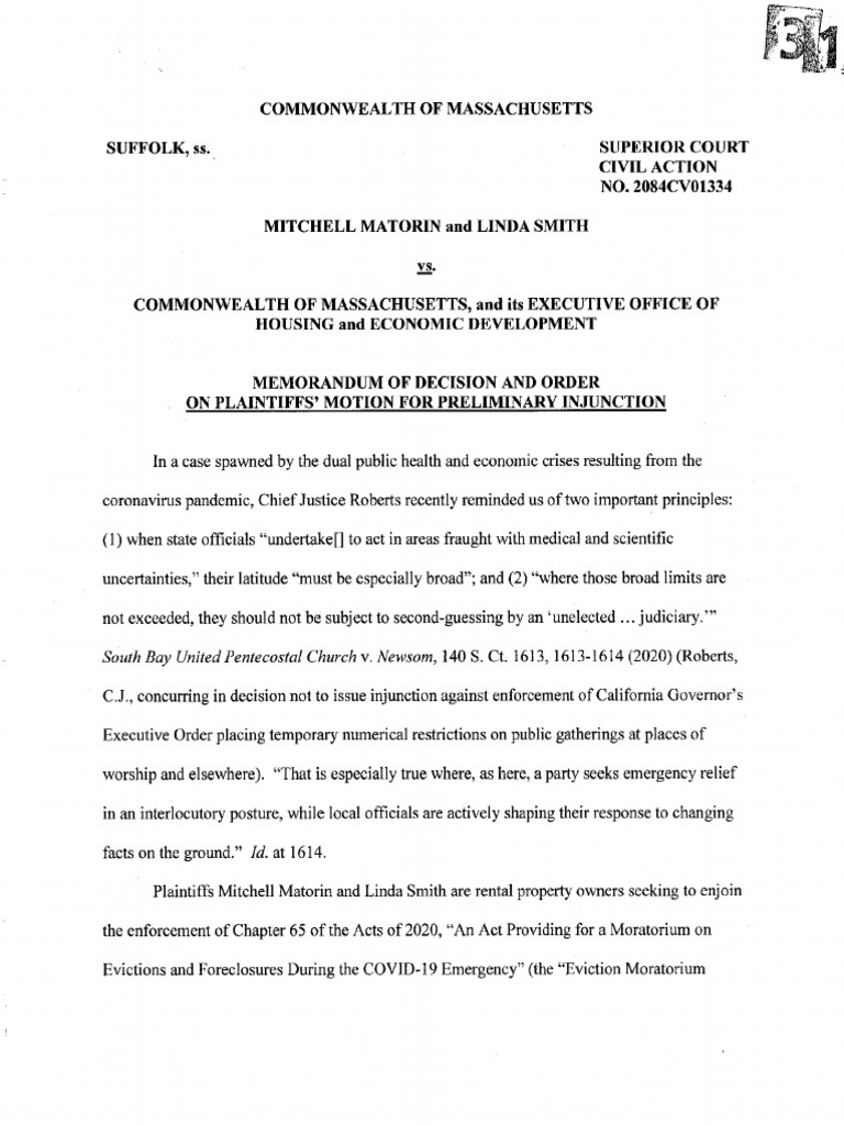 Matorin v. Commonwealth of Massachusetts Decision On Preliminary ...