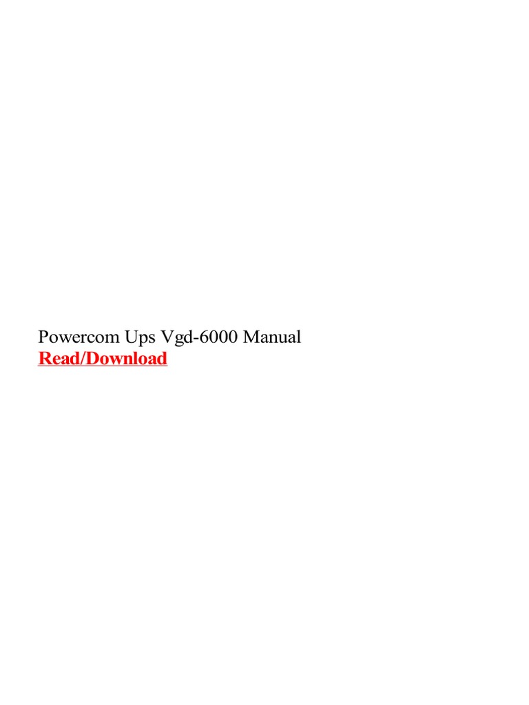 Powercom Ups Vgd-6000 Manual: Read/Download | PDF | Business