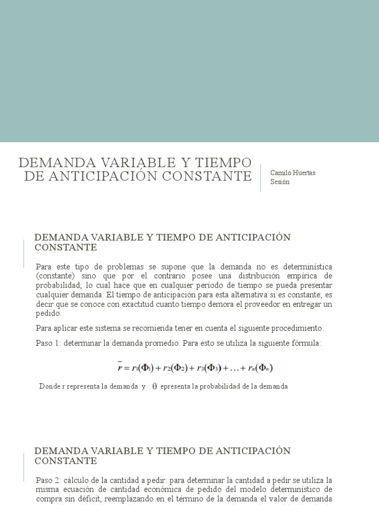 Demanda Variable y Tiempo de Anticipación Constante | PDF | Inventario ...