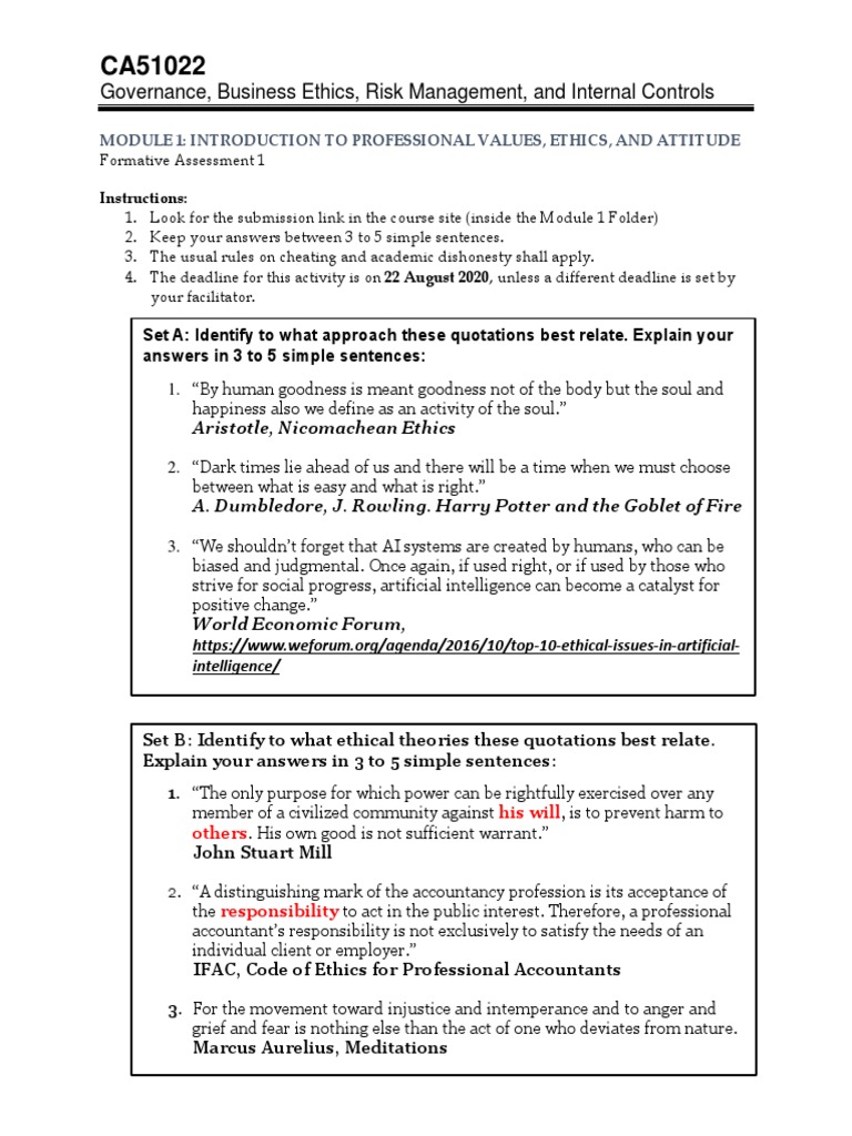 M1 - Formative Assessment 1 | PDF