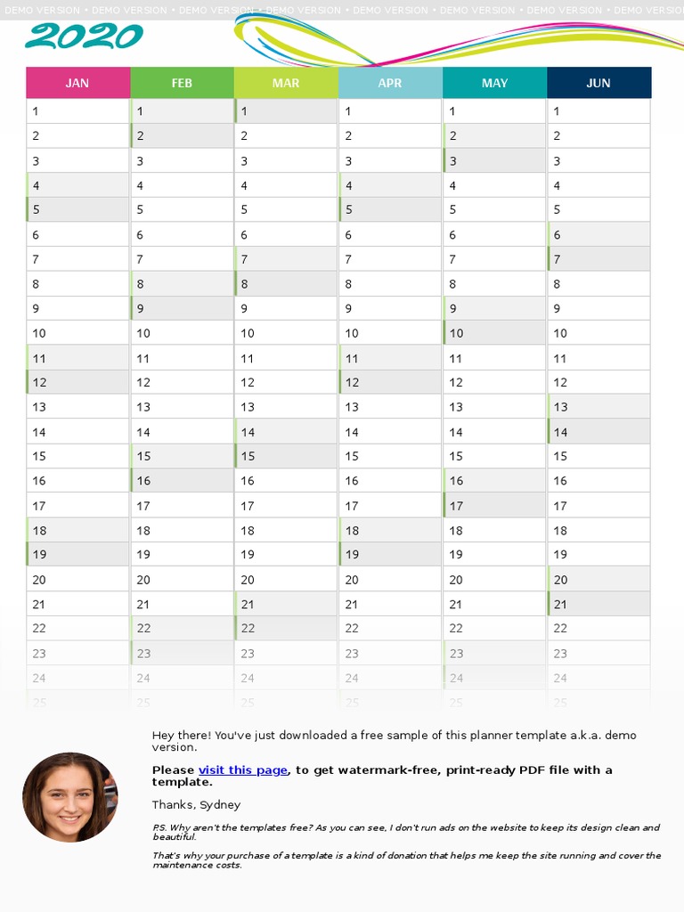 Two Pages Vertical Calendar PDF | PDF