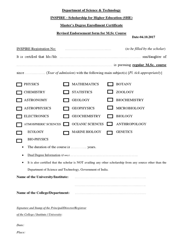 MSC Enrollment Certificate | PDF