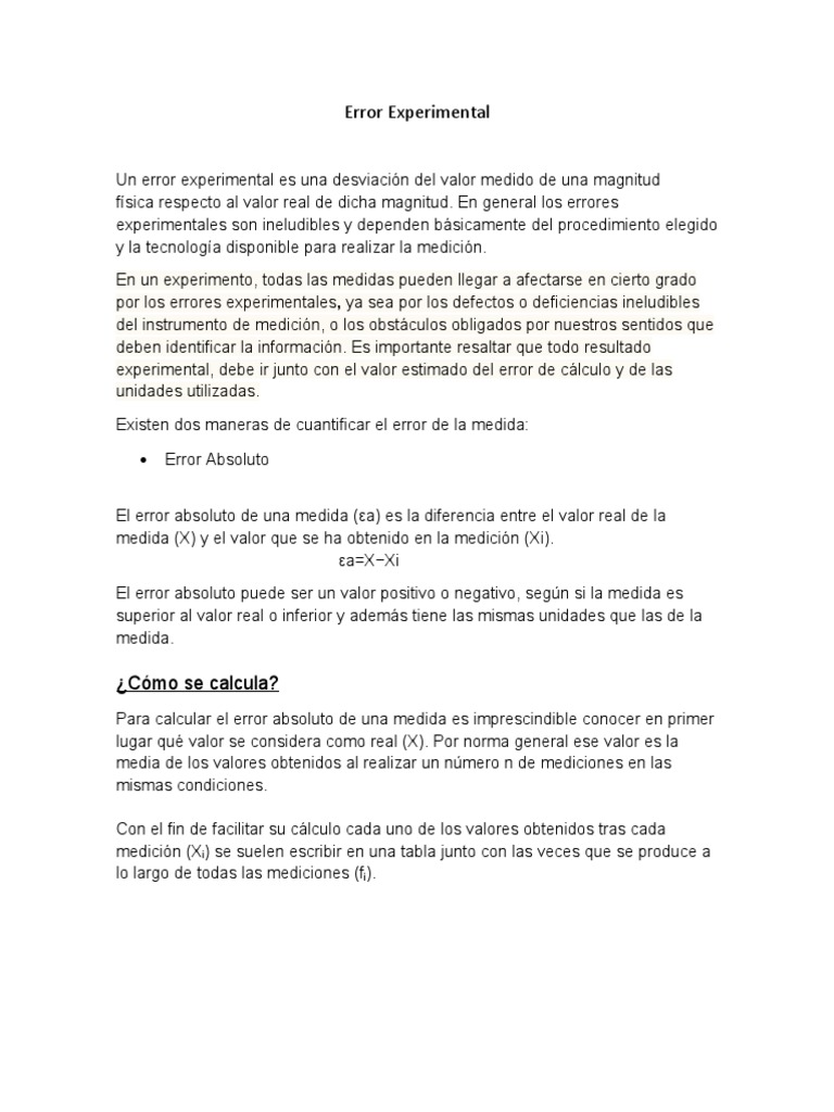 Error Experimental | PDF | Error de observación | Medición