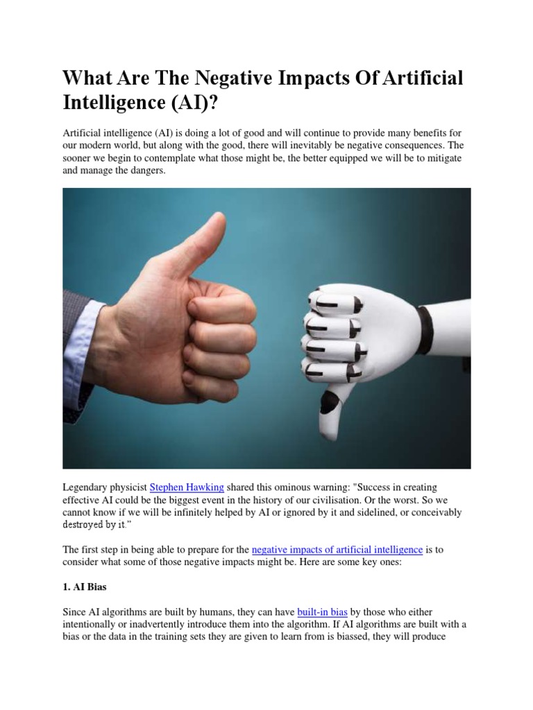 Impact and Negative Effect of AI | PDF | Artificial Intelligence ...