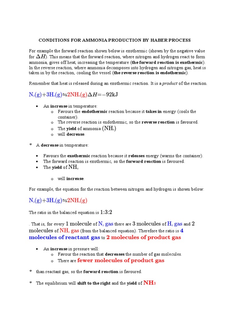 Conditions for Haber Process Ammonia Production | PDF | Chemical ...