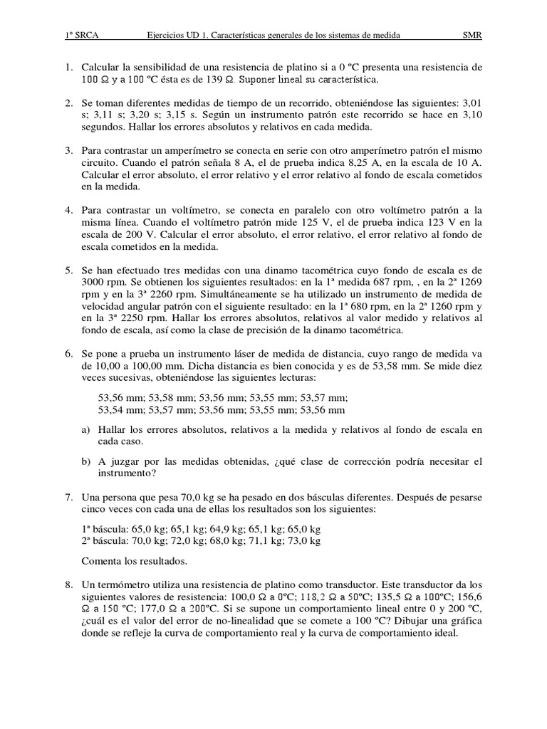 Tema 1 Ejercicios SMR | PDF | Medición | Cantidad