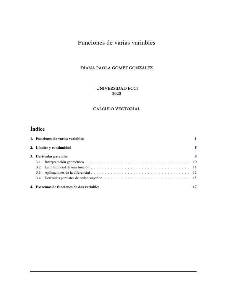 Funciones de Varias Variables | Descargar gratis PDF | Derivado | Función continua