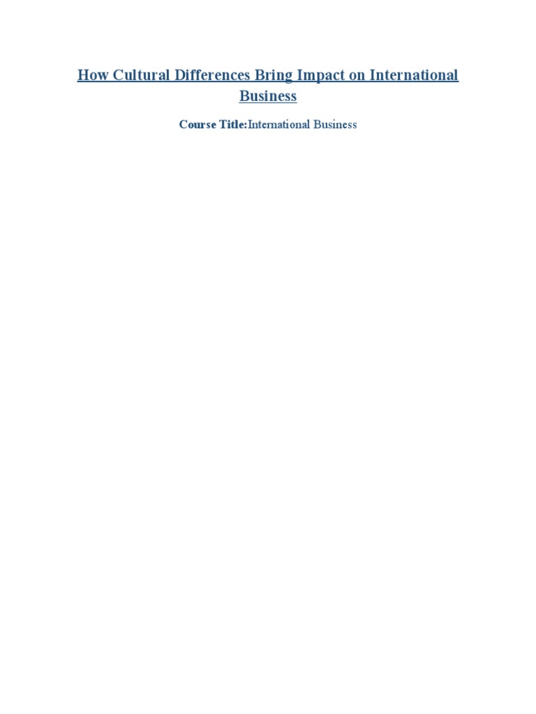 Impact of Cultural Differences on Business | PDF | Value (Ethics ...