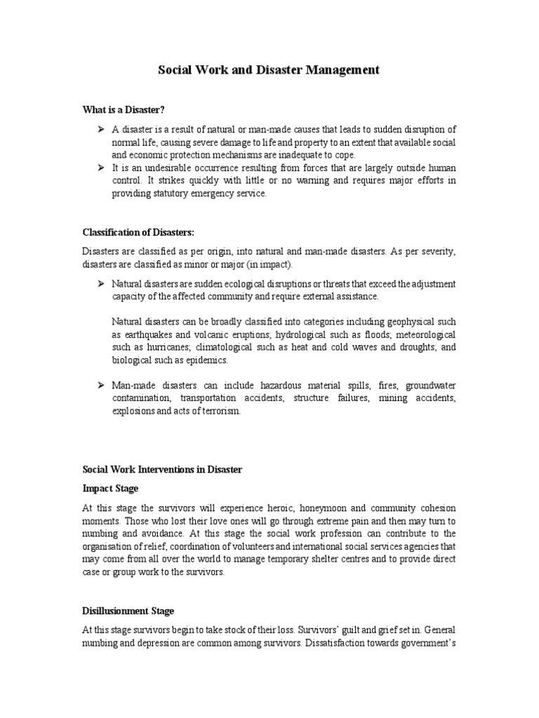Disaster Management and Social Work | PDF | Natural Disasters ...