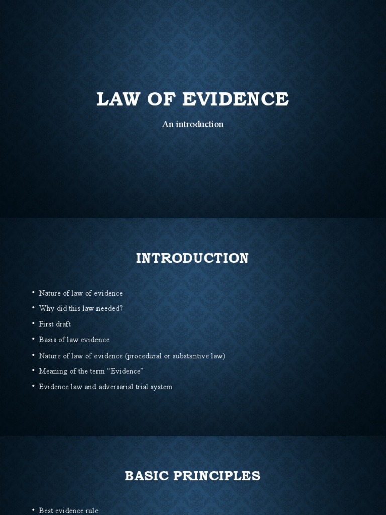 Law of Evidence: An Introduction | PDF | Evidence (Law) | Evidence