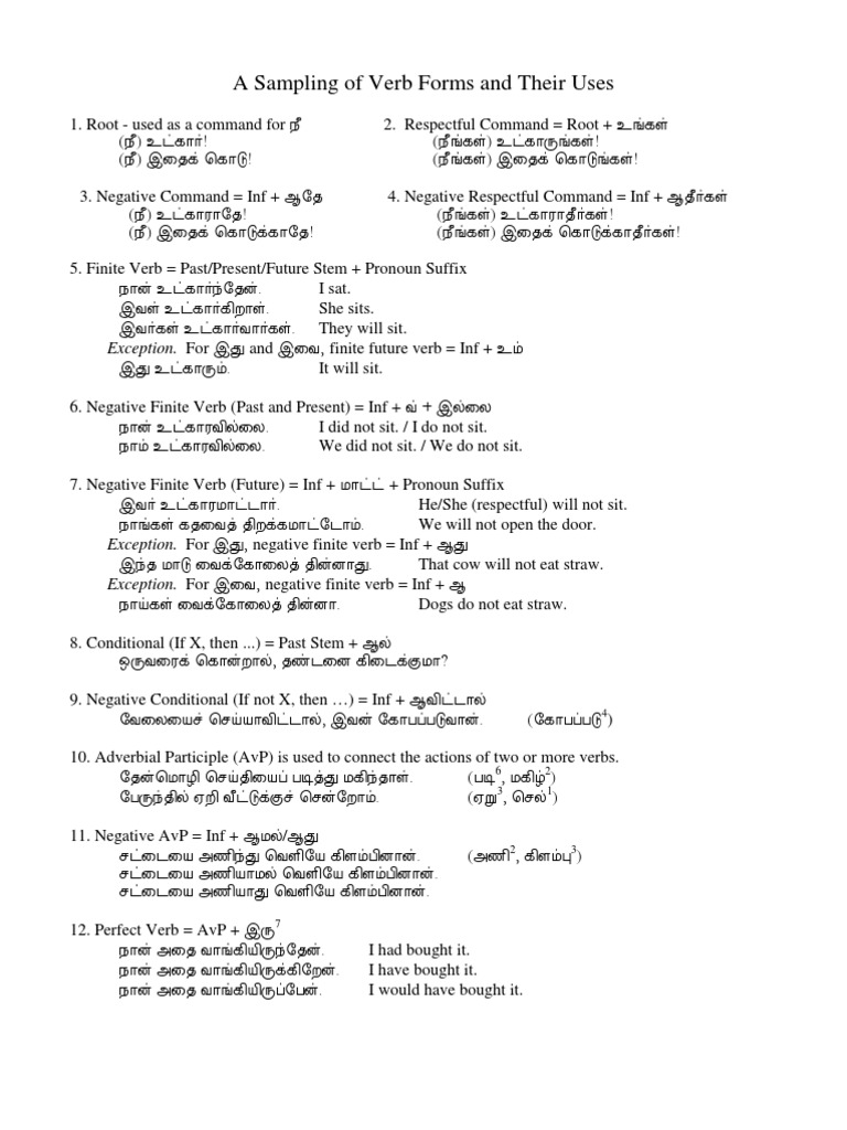 A Sampling of Verb Forms and Their Uses | PDF | Verb | Syntactic Relationships