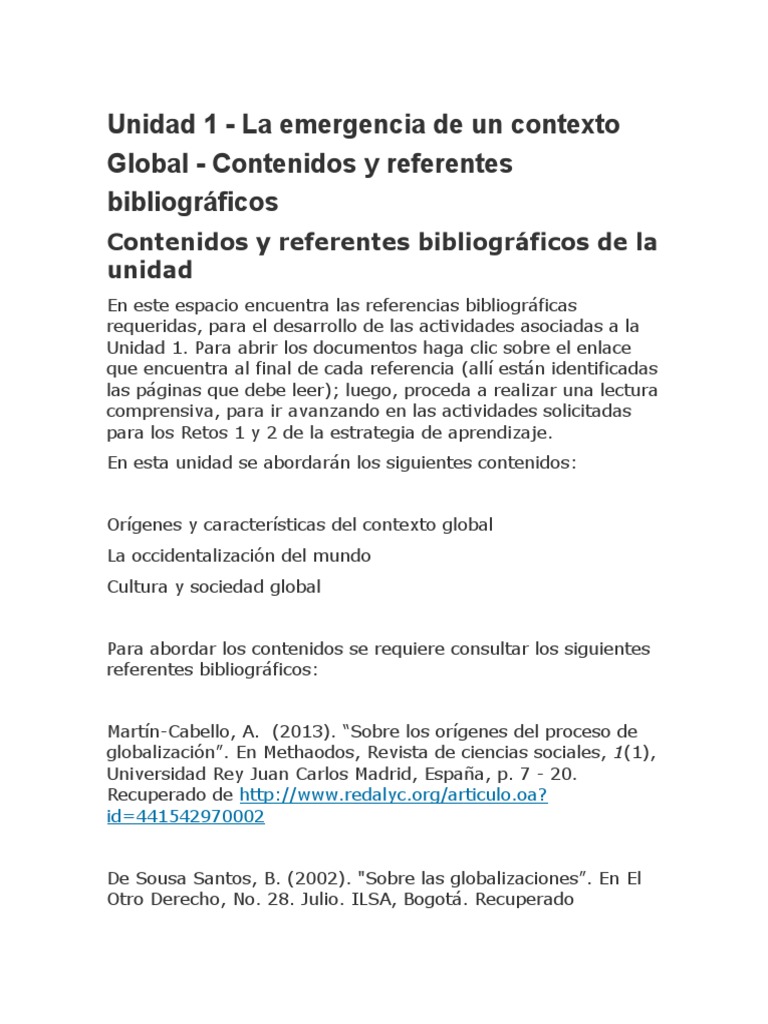 Unidad 1 Contexto Global | PDF