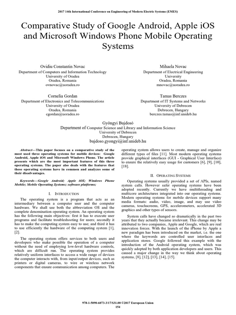 Comparative Study of Google Android, Apple iOS and Microsoft Windows Phone Mobile Operating ...