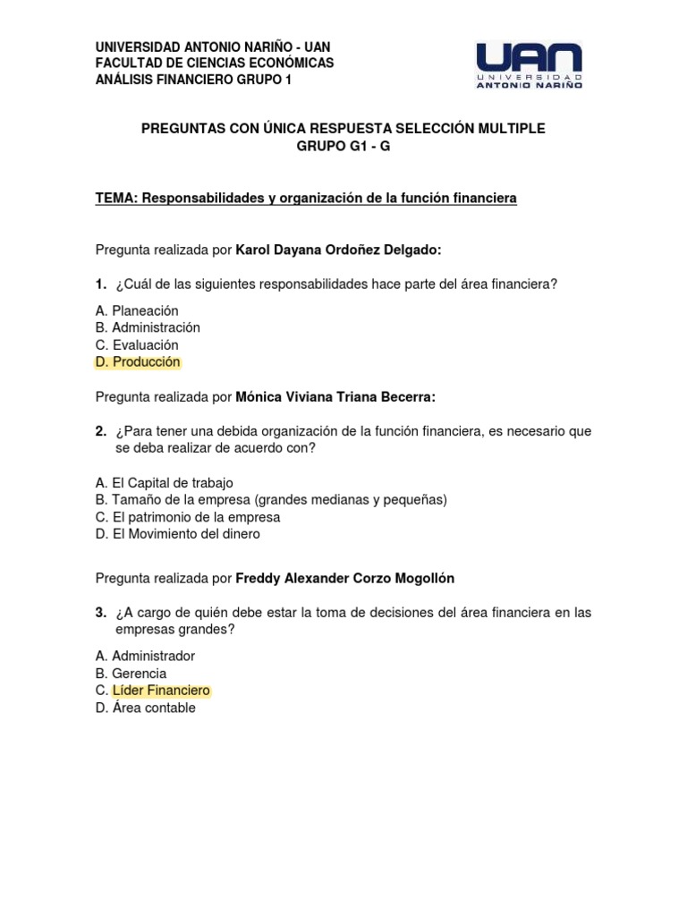 Preguntas de selección múltiple financieras | PDF