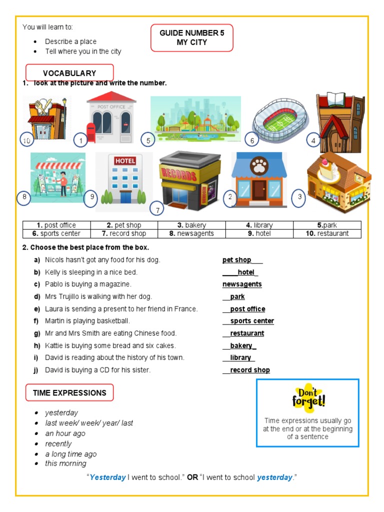 Guide Number 5 My City: You Will Learn To: Describe A Place Tell Where ...