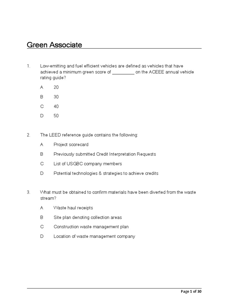 10a - Green Associate Practice Exam | PDF | Leadership In Energy And ...