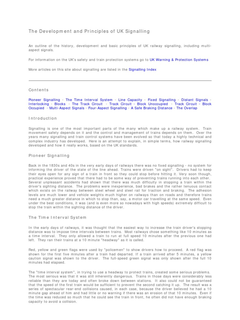 The Development and Principles of UK Signalling | PDF | Transport ...