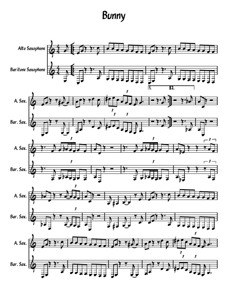 Bunny-Score and Parts | PDF | Saxophone | Elementary Organology