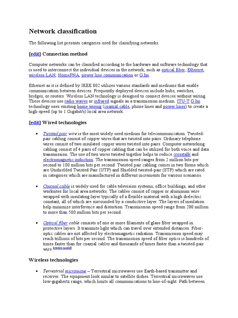 Network Classification | PDF | Computer Network | Transmission Medium