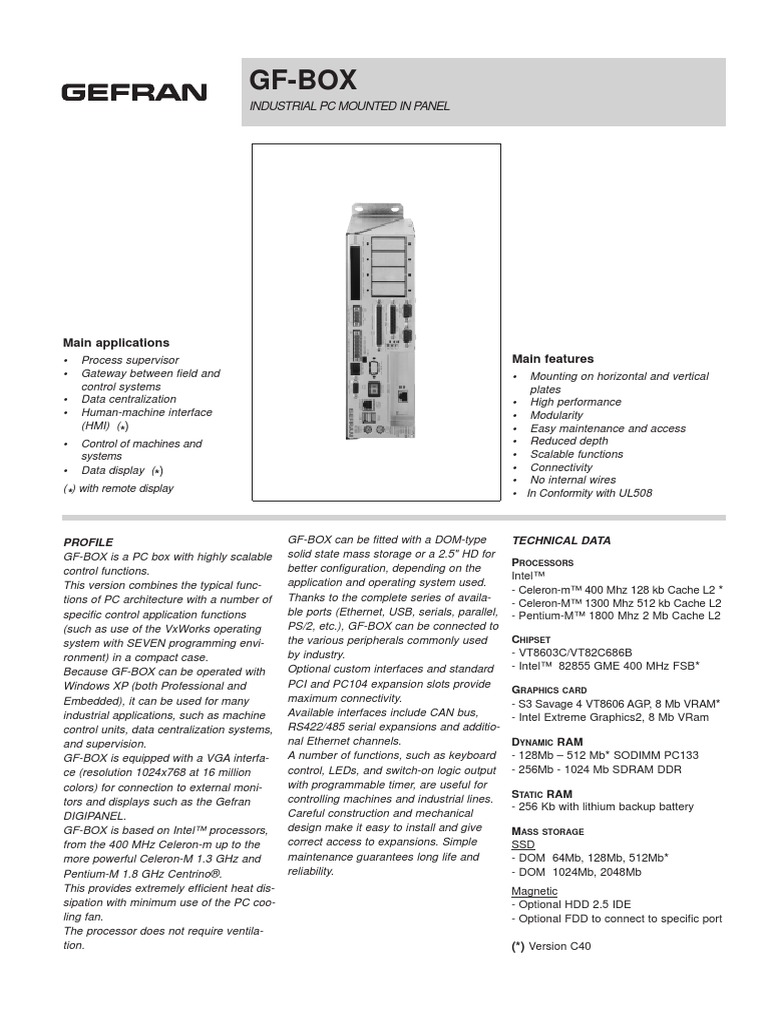 Gf-Box: Industrial PC Mounted in Panel | PDF | Personal Computers ...