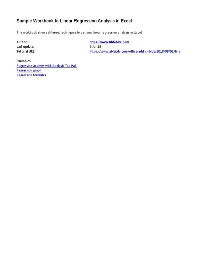 Regression Analysis in Excel | PDF | Errors And Residuals | Scientific Theories
