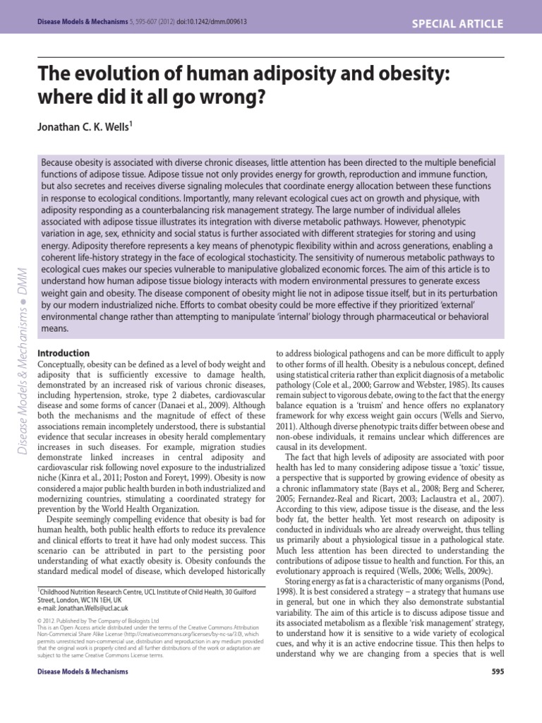 The Evolution of Human Adiposity and Obesity. | PDF | Adipose Tissue ...