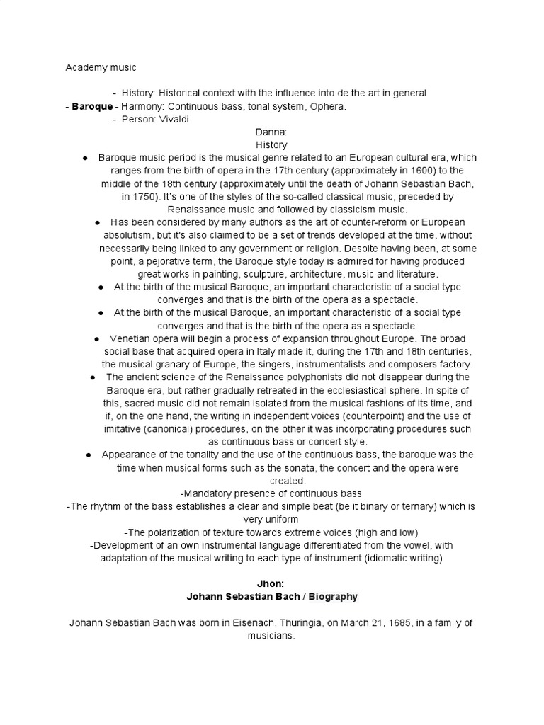 Jhon: Johann Sebastian Bach: Biography | PDF | Baroque Music | Opera