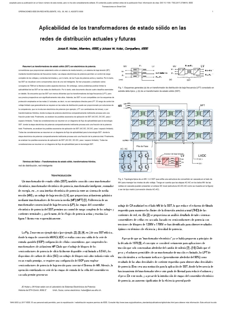 Aplicabilidad de Los Transformadores de Estado Solido Hoy y en El ...