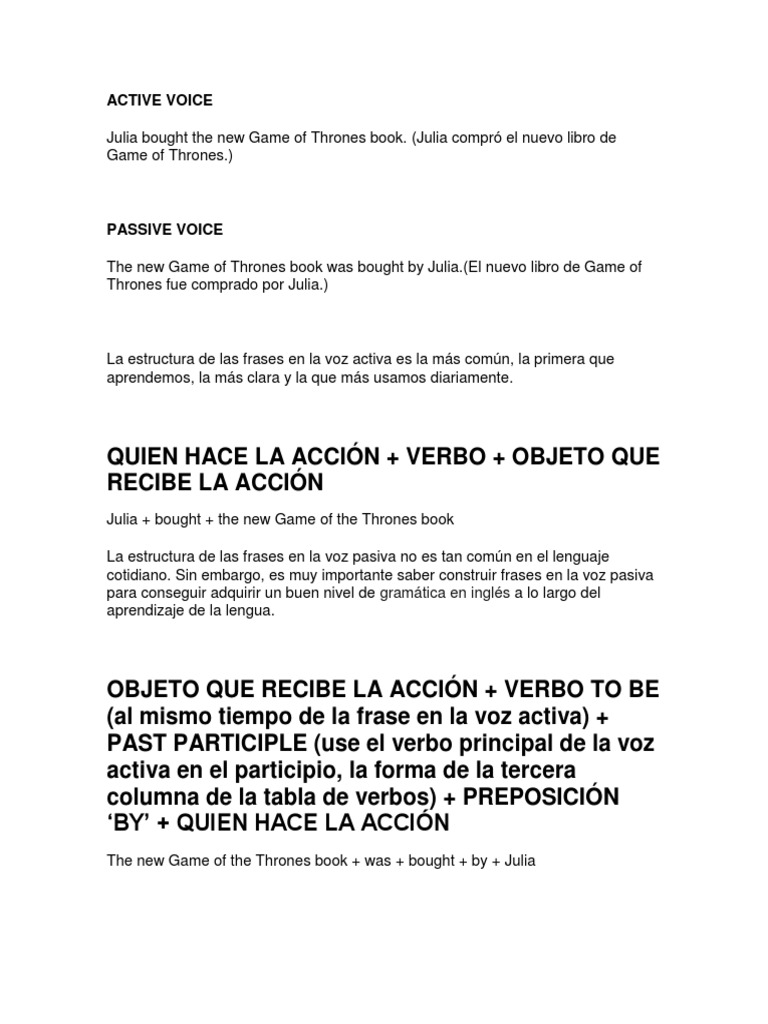 ACTIVE VOICE Activity | PDF