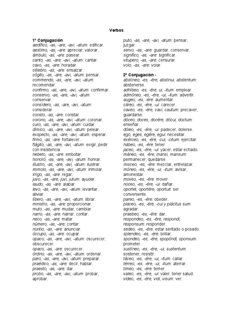 Verbos en Latín: Conjugaciones y Significados | PDF