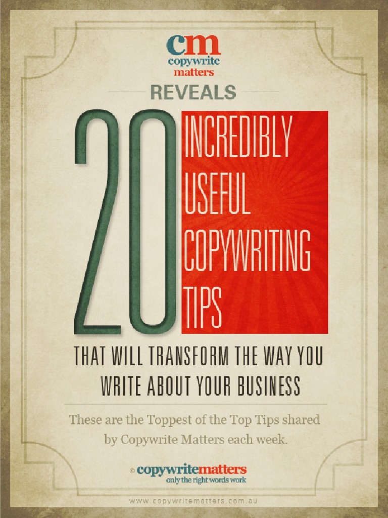 Copywriting Top Tips Cheat Sheet | PDF | Proofreading | Jargon