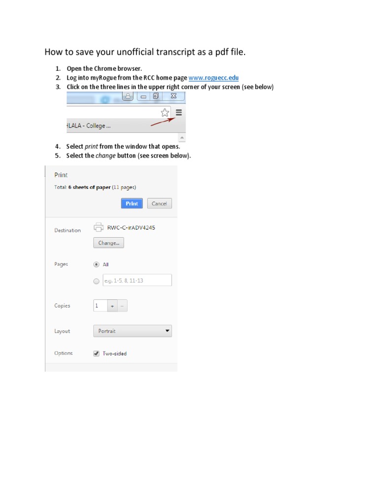 How To Save Your Unofficial Transcript As A PDF | PDF