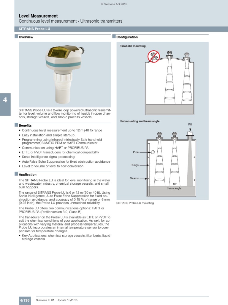 Sitrans Probe LU Data Sheet | PDF | Electrical Engineering | Manufactured Goods