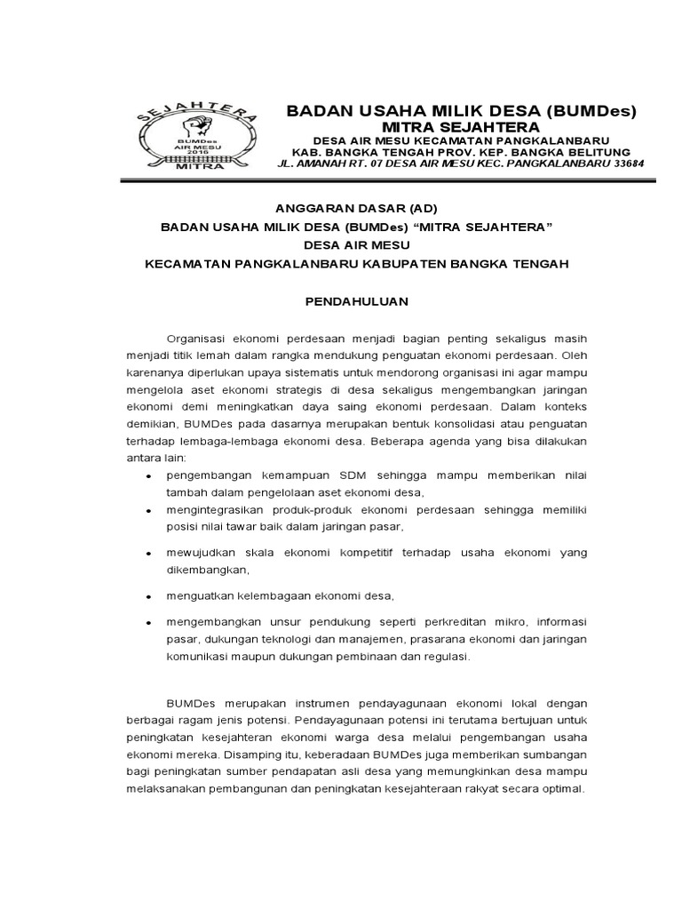 AD ART BUMDes | PDF