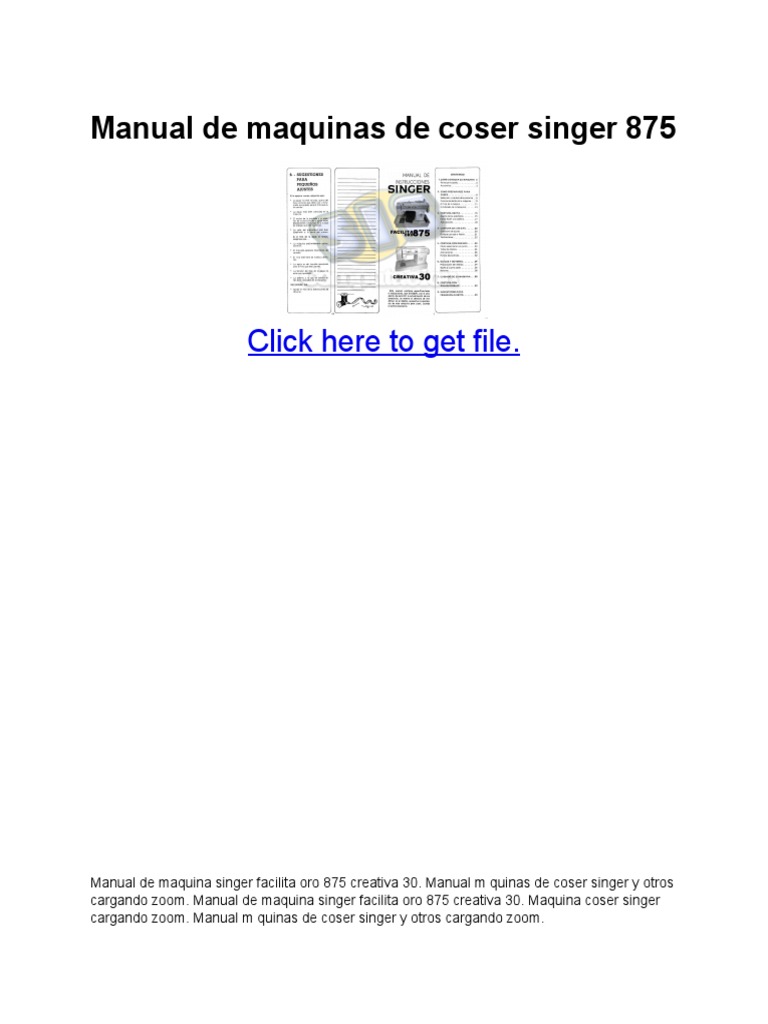 Manual de Maquinas de Coser Singer 875 | PDF