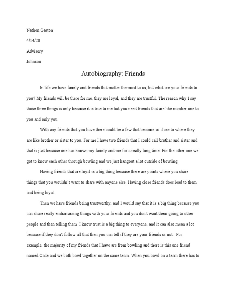 Autobiography Friends 1 | PDF