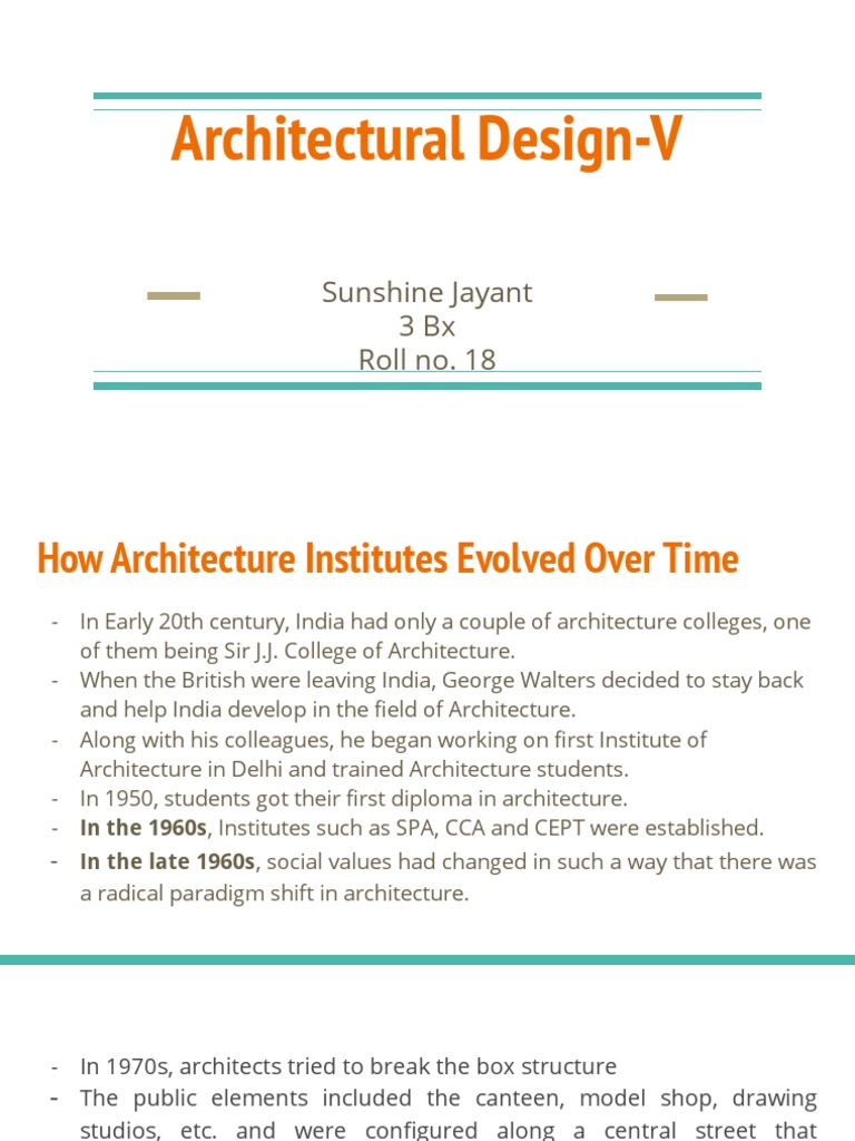 Architectural Design-V: Sunshine Jayant 3 BX Roll No. 18 | PDF | Art | History