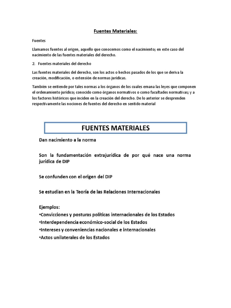 Fuentes Materiales del Derecho | PDF