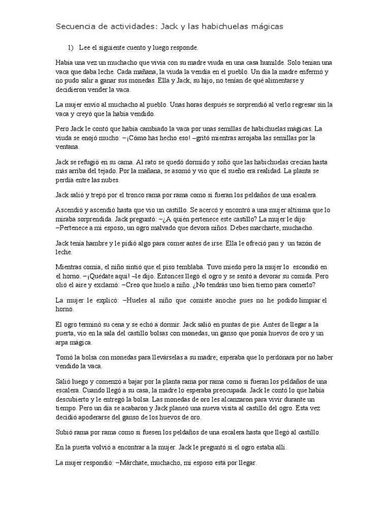 Jack y Las Habichuelas | PDF | Jack y las habichuelas magicas
