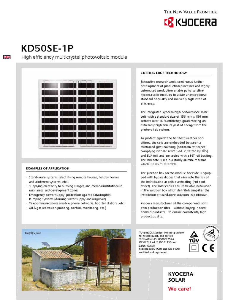 Kyocera High-Efficiency Solar Module | PDF | Photovoltaics ...