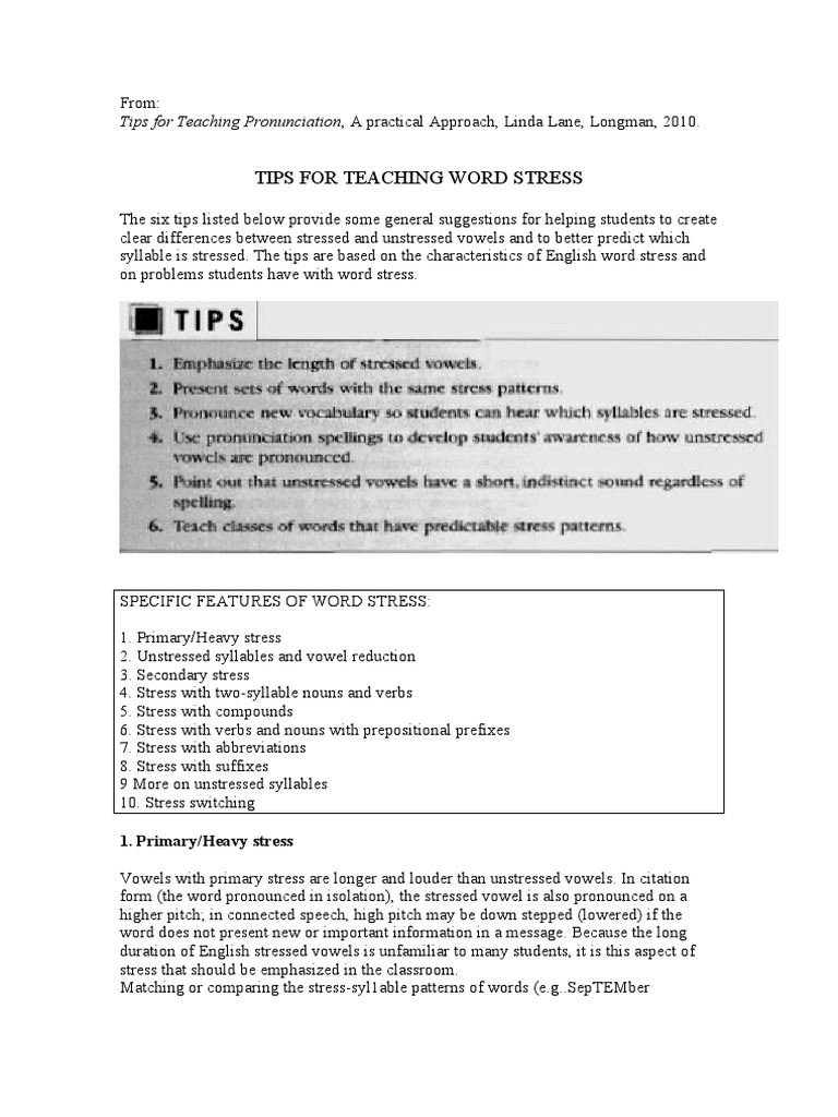 Effective Tips for Teaching Word Stress | PDF | Stress (Linguistics ...