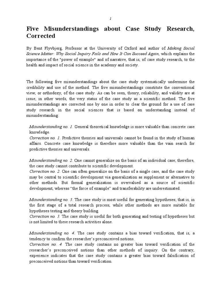 Five Misunderstandings About Case Study Research, Corrected | PDF ... Five Misunderstandings About Case Study Research, Corrected | PDF ...