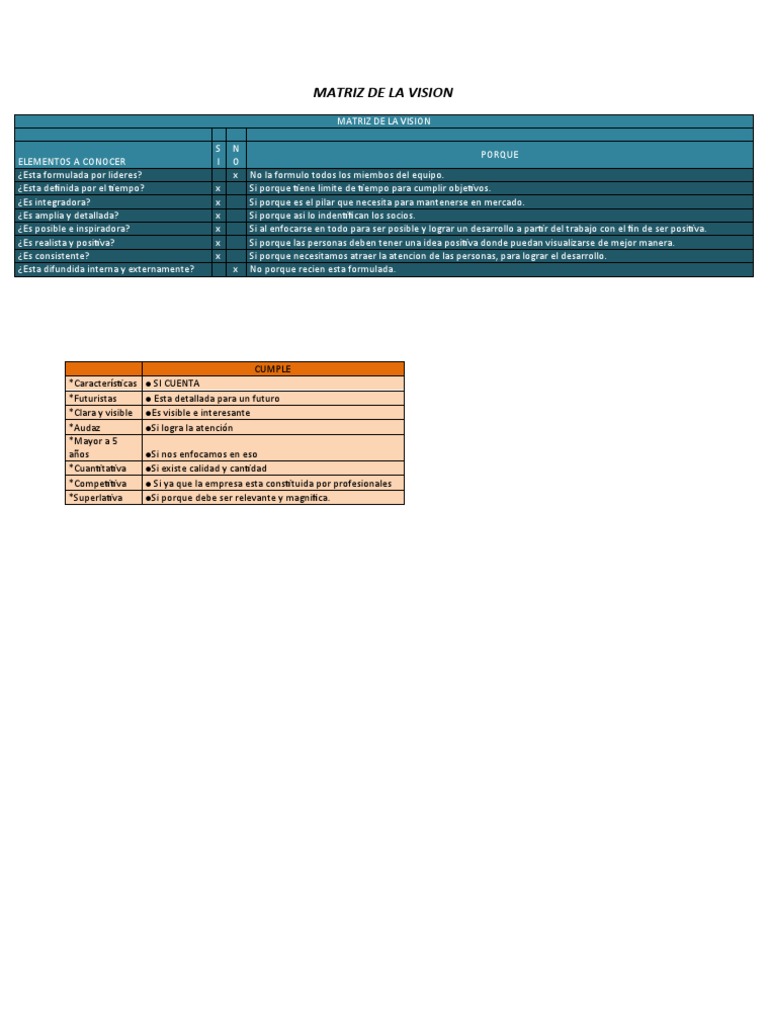 Matriz de La Vision | PDF