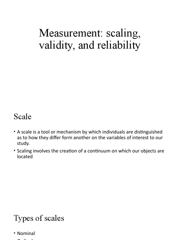Chapter 12 Measurement Scaling Validity and Reliability | PDF