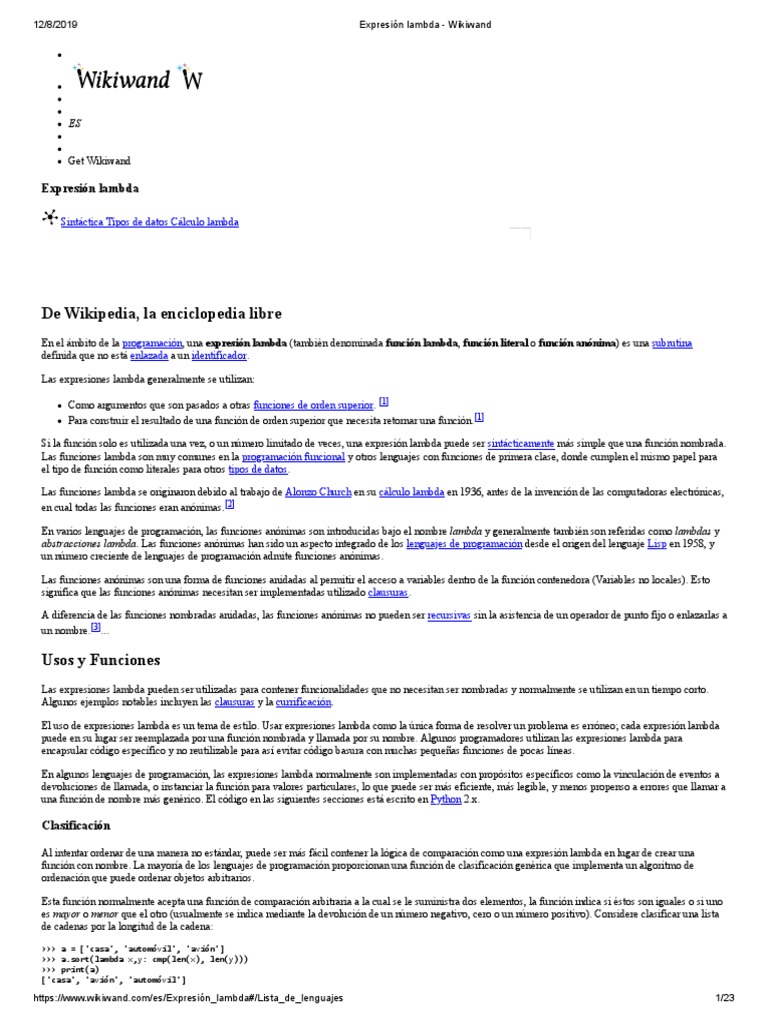 Expresión lambda - funciones anónimas | PDF | Función anónima | Lenguaje de programación