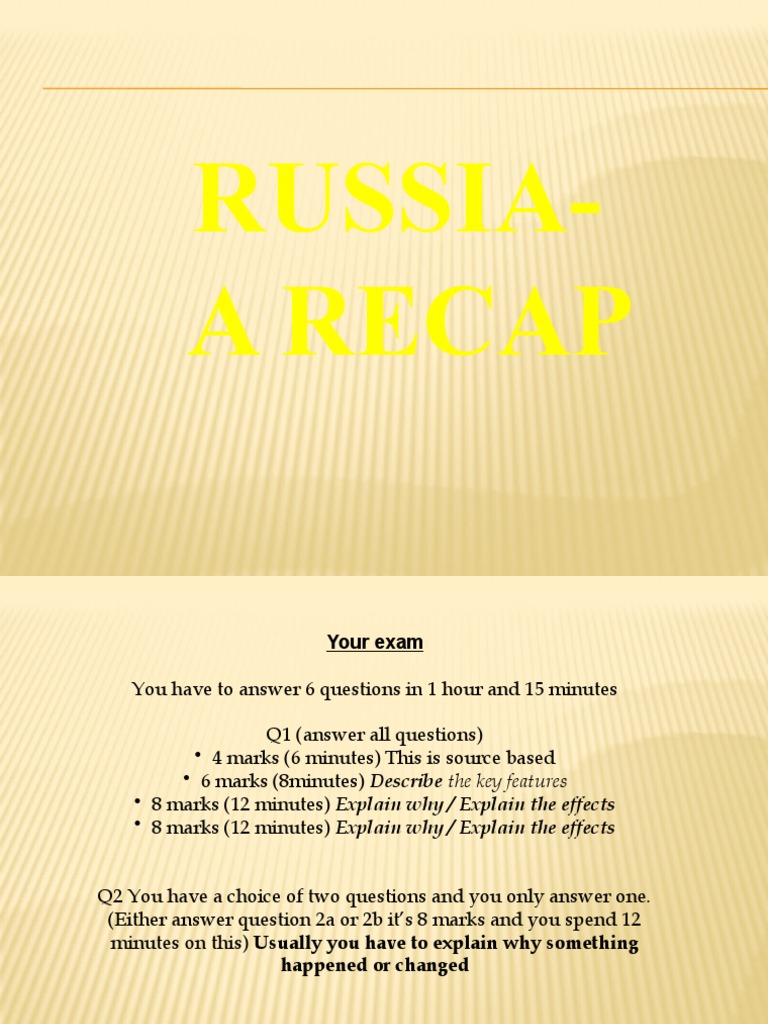 Russia's 1917 Revolution Exam Overview | PDF | Joseph Stalin | Vladimir ...